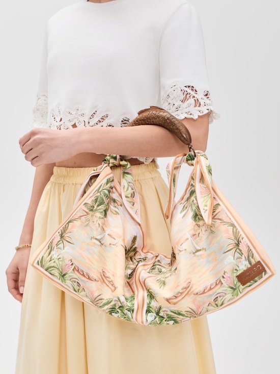 FARM Rio | Accessories | Farm Rio Peach Tropical Print Silk Scarf ...